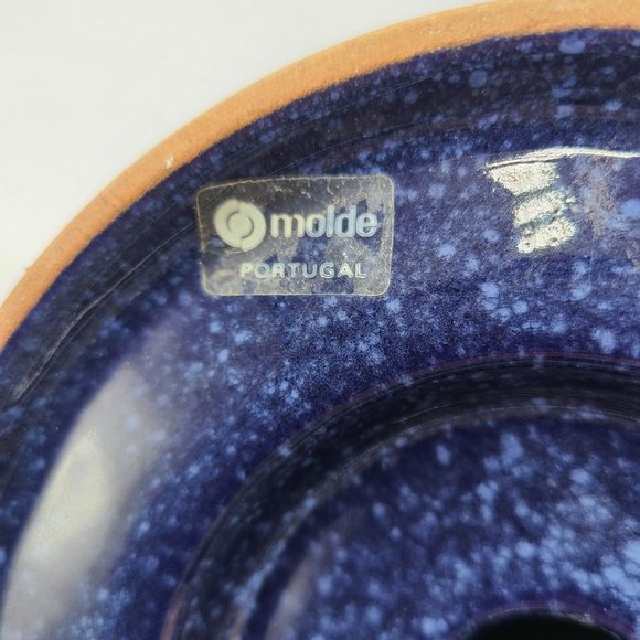 Molde | Accents | Molde Portugal Pottery Blue Speckled Candlestick ...